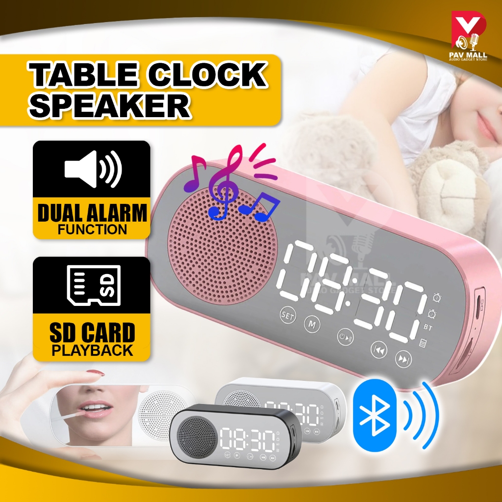 Alarm Clock Student Table Clock LED Digital Clock Speaker Bluetooth ...