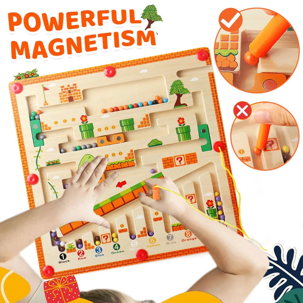 Magnetic Enchanting Wooden Board Maze Intelligence Matching Game Kid ...