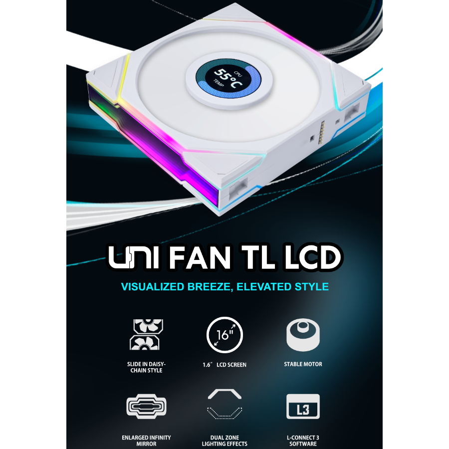 # LIAN LI UNI FAN TL LCD - [120mm/140mm] Daisy Chain ARGB Fan With ...
