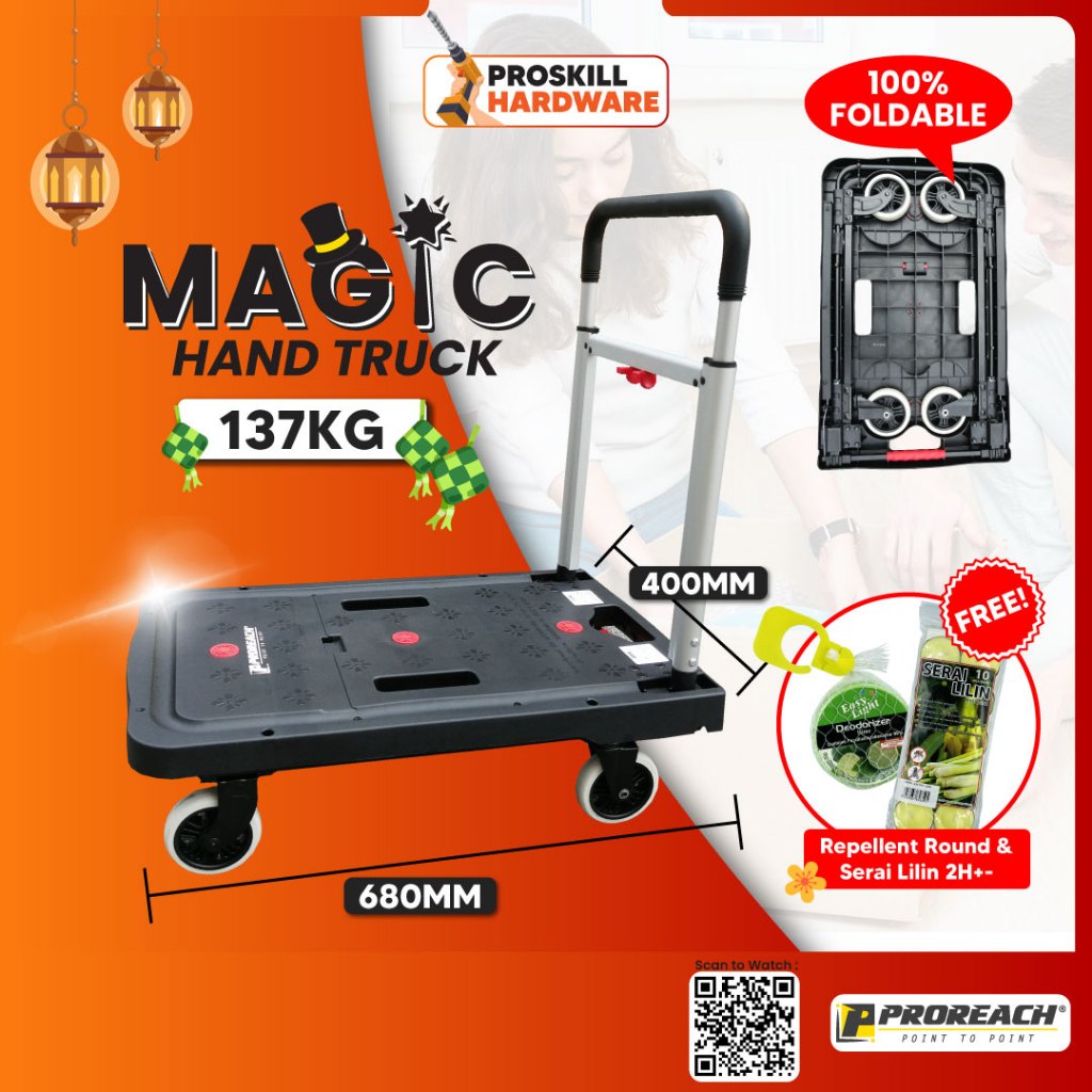PROSKILL HARDWARE Magic Hand Truck Trolley Folding Hand Truck Mini Hand Truck 137kg/ Magic Hand ...