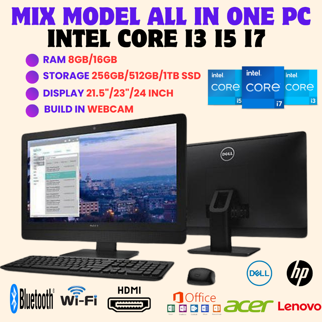All in one PC set intel core i3/i5/i7 Mix Brand ( AIO) Refurbished ...