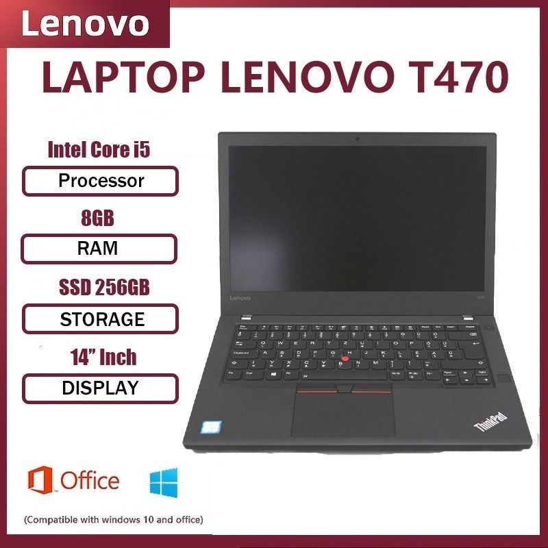LENOVO THINKPAD T470 [INTEL CORE i5-6TH GEN/8GB RAM/256GB SSD/14" FULL HD DISPLAY/INTEL HD ...