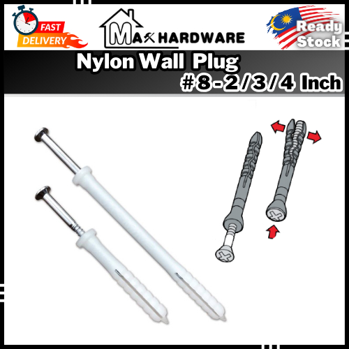 #8 x 2'' / 3'' / 4'' Nylon Wall Plug Anchor Plug Wall Plug PVC Plug ...