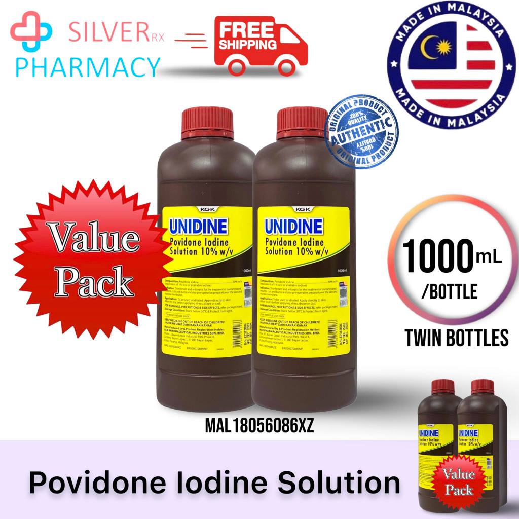 [Exp 12/2025] Unidine Povidone Iodine Solution 10%w/v 1000ml 碘伏 [Single ...
