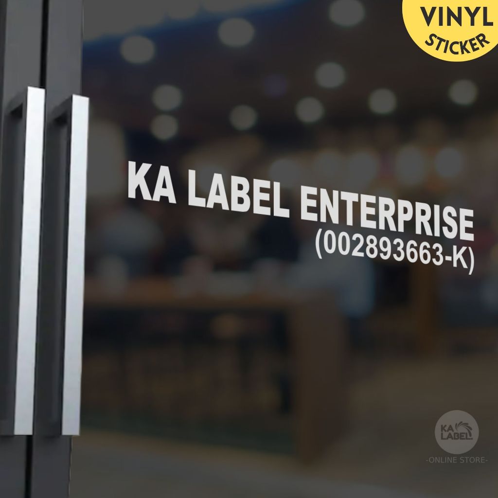 (Custom Made) Company name register number Text Vinyl Decal Sticker for ...