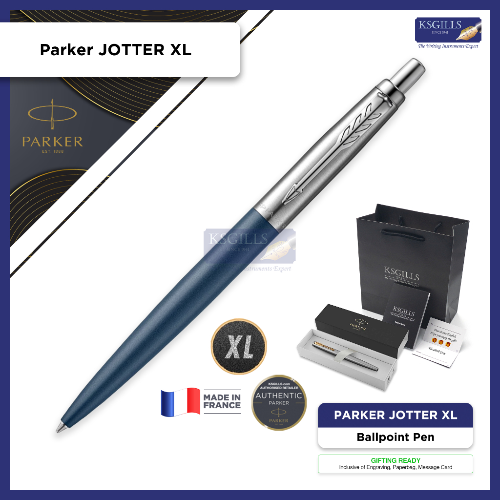 Parker Jotter XL Ballpoint Pen - Matte Blue (with Black - Medium (M ...