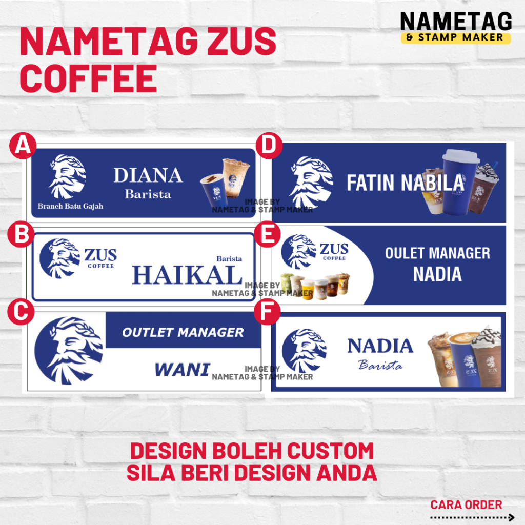 NAMETAG ZUS COFFEE ARCYLIC SAIZ 75X25MM | Shopee Malaysia