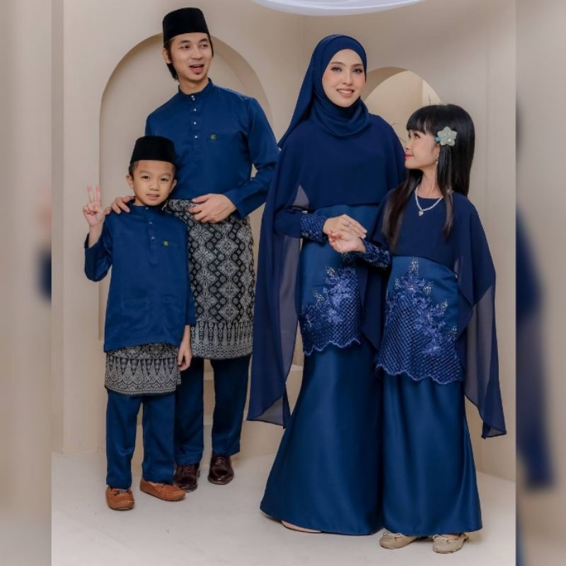 NAVY BLUE | SET FAMILY KURUNG LUNA 2.0 | KURUNG MODEN + CAPE | BAJU ...