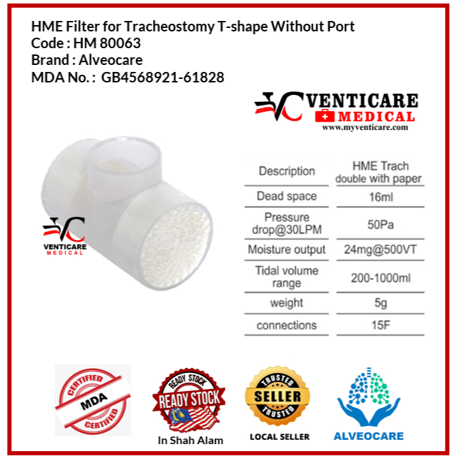 TRACHEOSTOMY HME FILTER TRCAHEOLIFE ROUND, T-WITH PORT, T-WITHOUT PORT ...