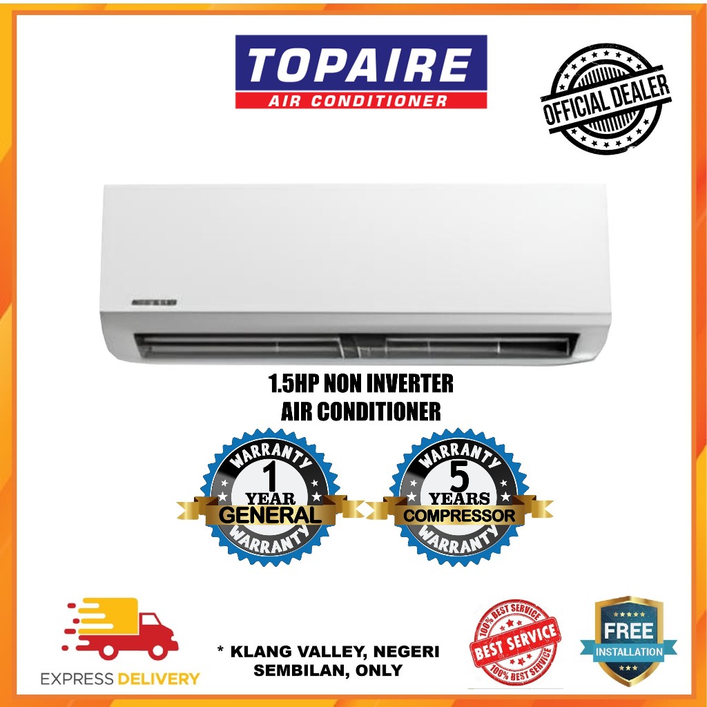 TOPAIRE 1.5HP Air-Conditioners Wall Mounted Non Inverter R32 AG3 Series TWM-13AG3 | Shopee Malaysia