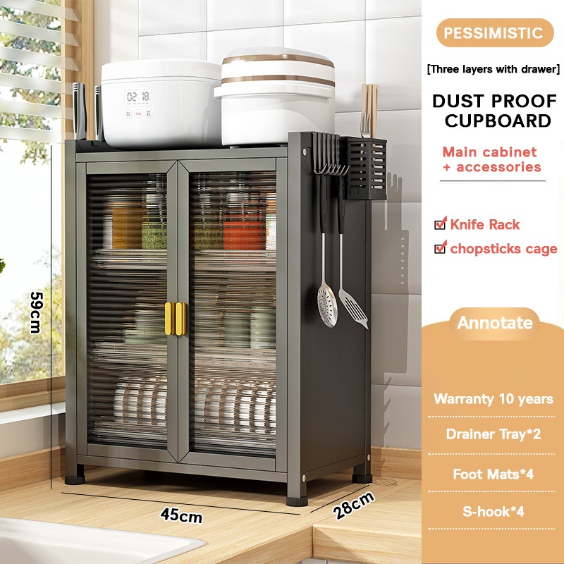 Rak Pinggan Kitchen Dish Drainer Storage Cabinets Rak Stainless Steel ...