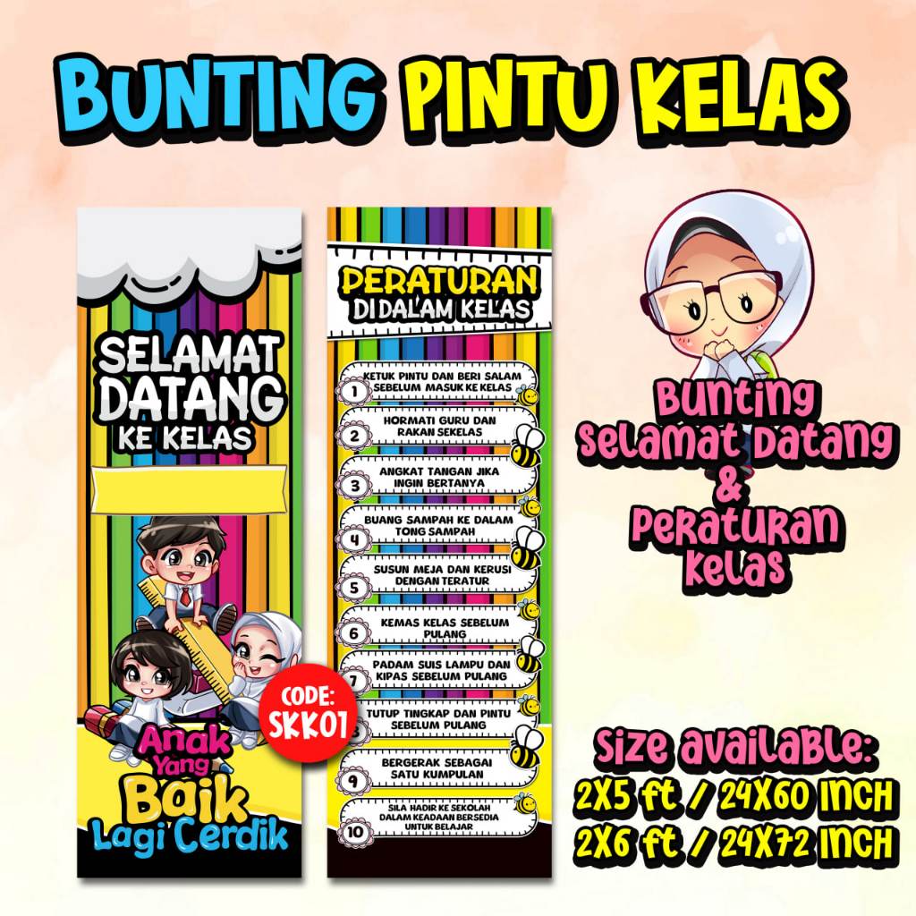 Bunting Pintu Kelas 2024 Bunting SELAMAT DATANG & PERATURAN KELAS ...