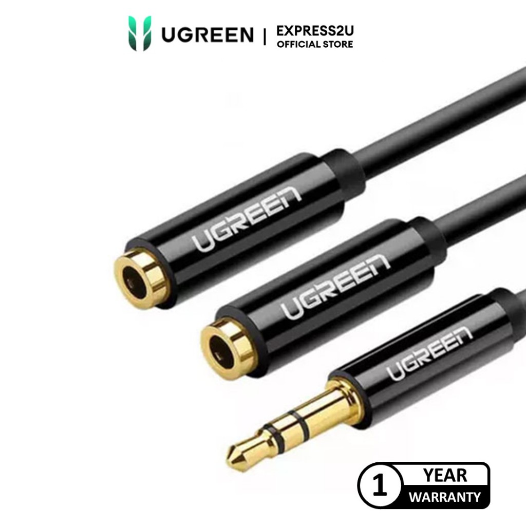 UGREEN 3.5MM STEREO AUDIO SPLITTER CABLE 20CM (BLACK) | Shopee Malaysia