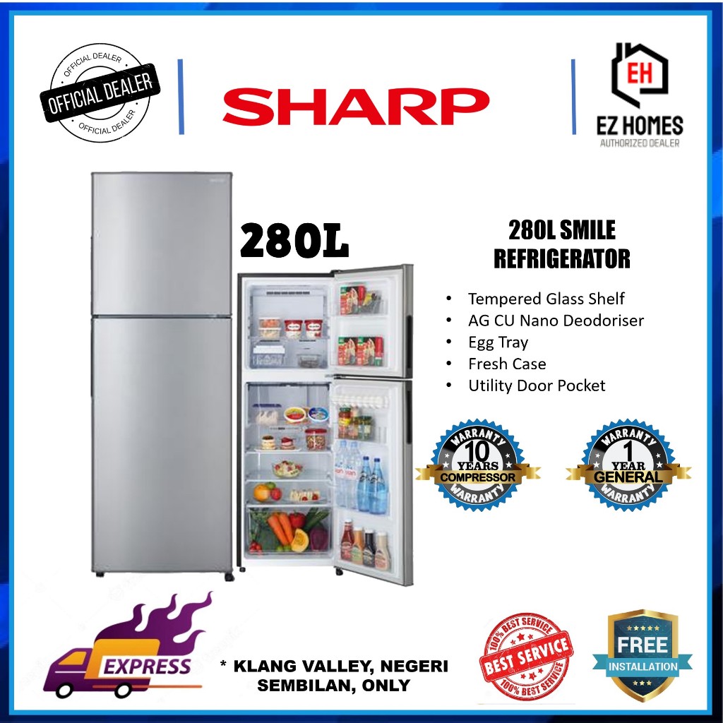 Sharp Fridge Refrigerator (280 L) SJ285MSS - Non-Inverter | Shopee Malaysia