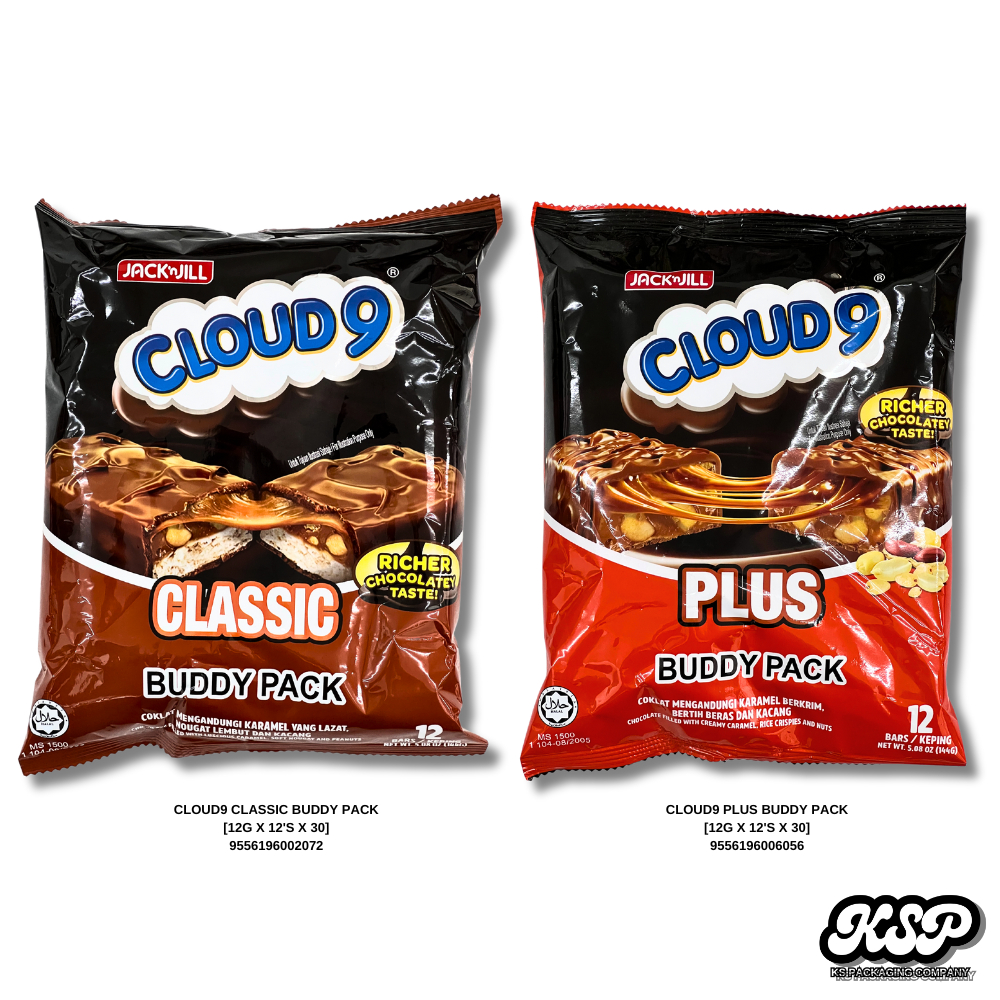 12g x 12pcs Jack'nJill Cloud9 Classic / Plus Buddy Pack Chocolate Filled Snack Halal | Shopee ...