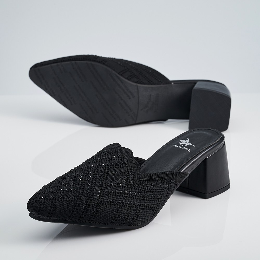 POLO HILL Ladies Point Toe Block Heels PLSH-LS5058 (Black/Pink ...