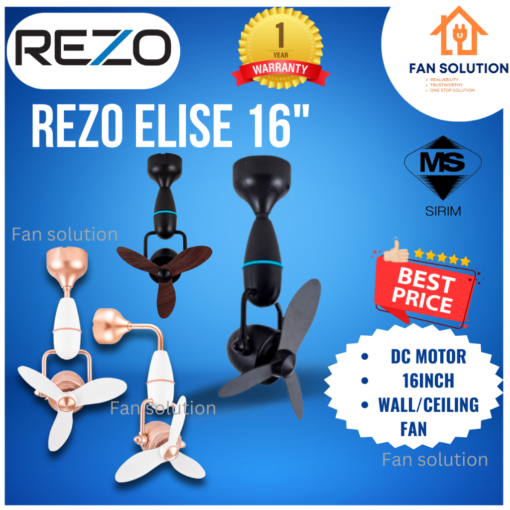 REZO ELISE 16" DC MOTOR CEILING/CORNER FAN WITH REMOTE CONTROL. (READY ...