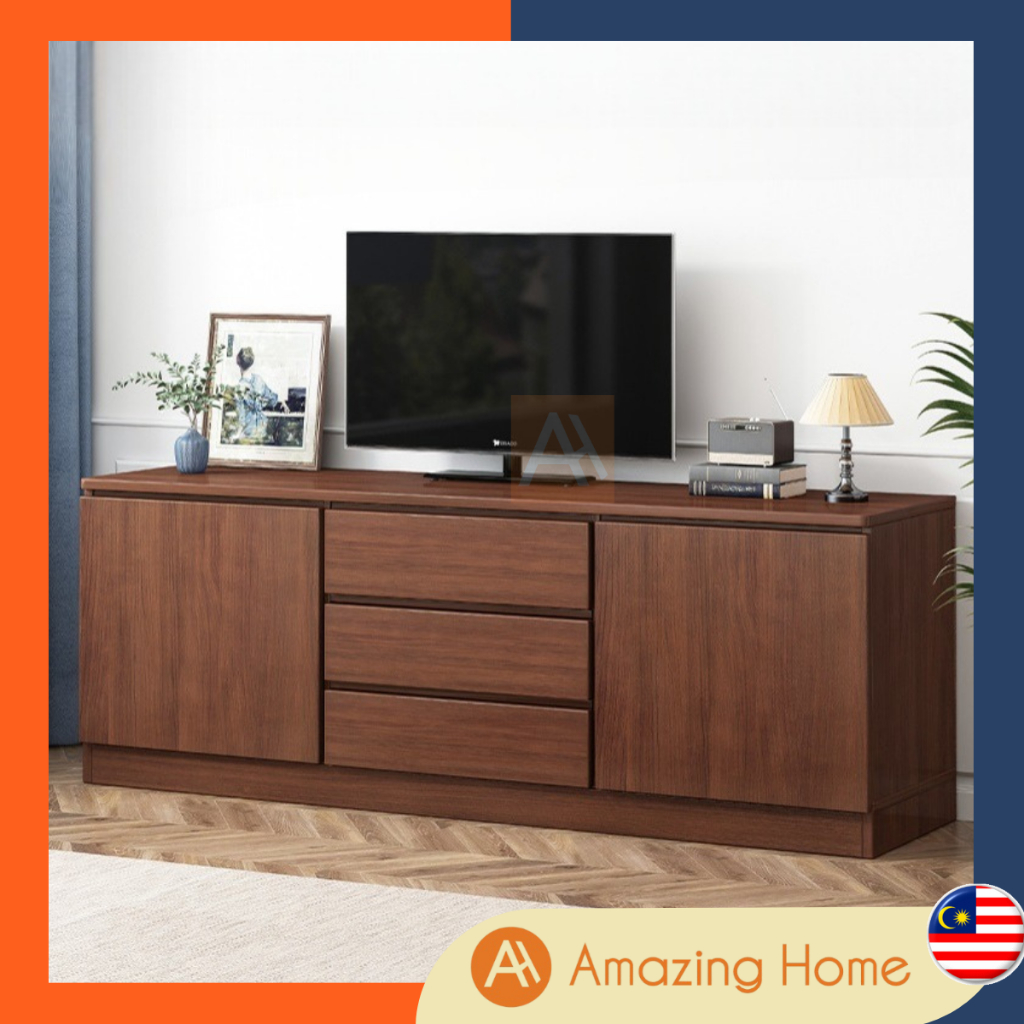AmazingHome 160cm Solid TV Cabinet Entertainment TV Console Table Cabinet Storage Rak TV Kabinet ...