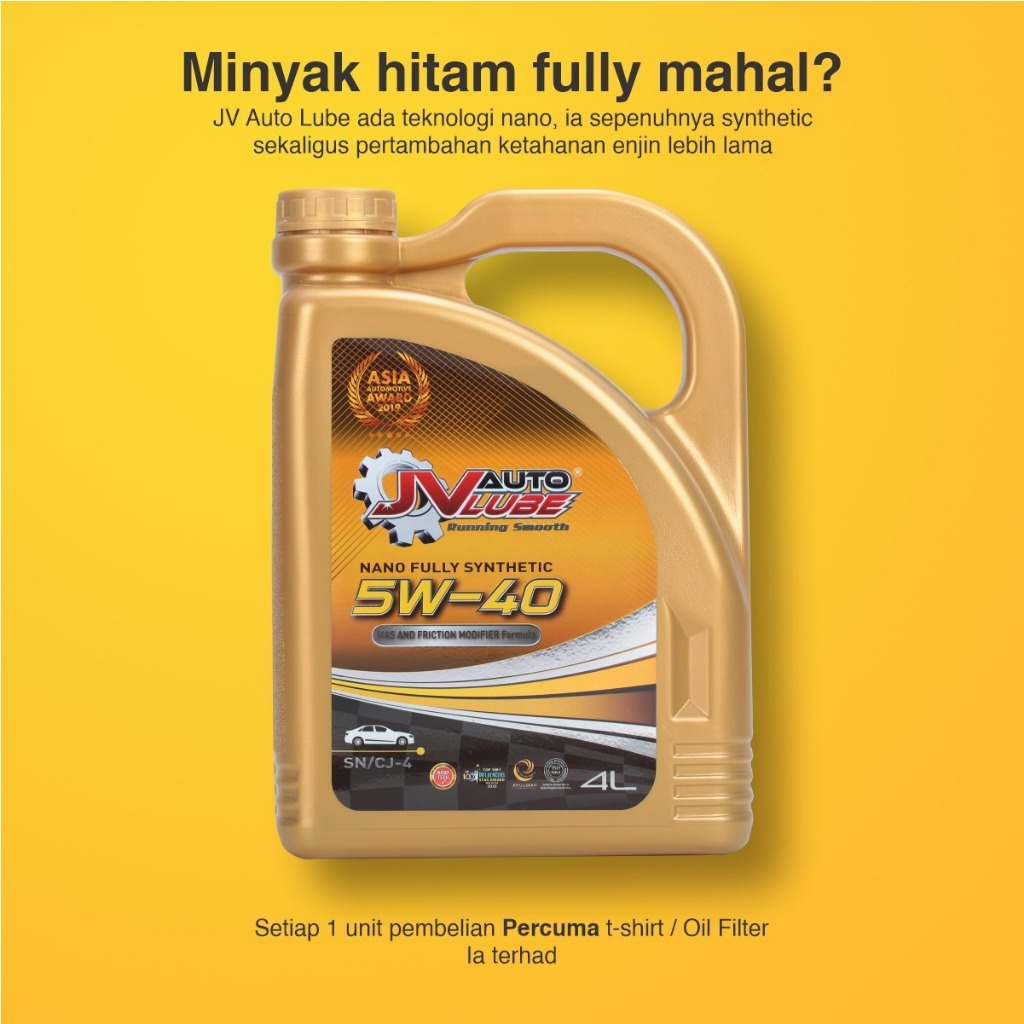 Jv Auto Lube Engine Oil Fully Syenthetic 5W-40 | Shopee Malaysia
