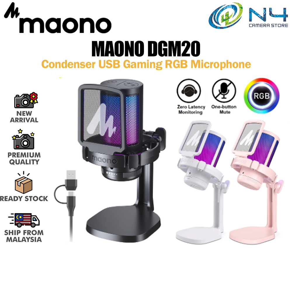 Maono DGM20 USB Microphone RGB Gaming Mic USB Condenser Mic Noise ...