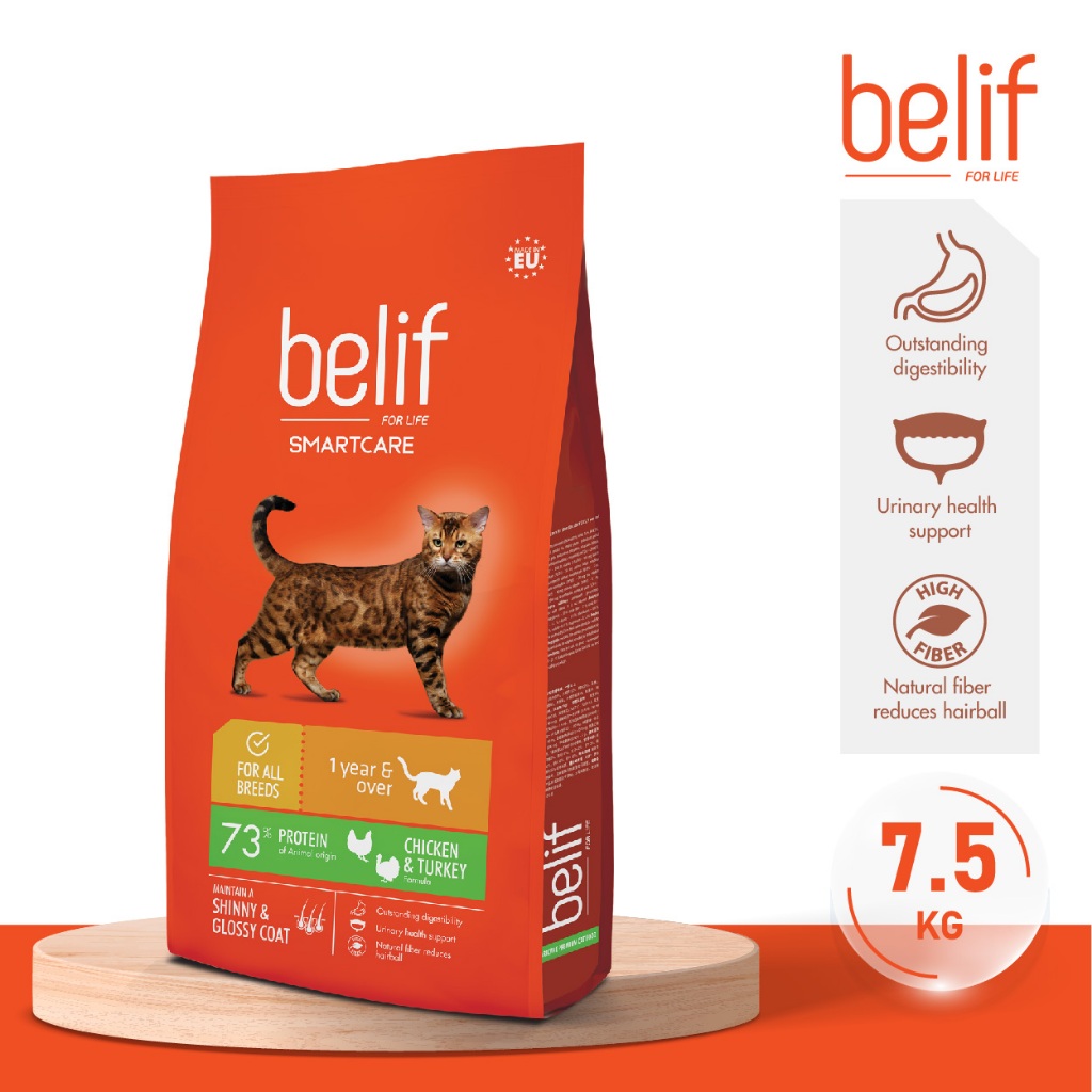 Belif Makanan untuk Kucing Dewasa Perisa Ayam & Ayam Belanda (7.5kg ...