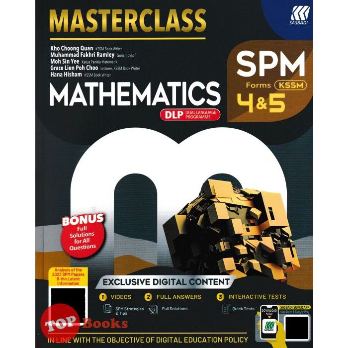 [TOPBOOKS Sasbadi] Masterclass SPM Mathematics DLP Forms 4 & 5 KSSM ...