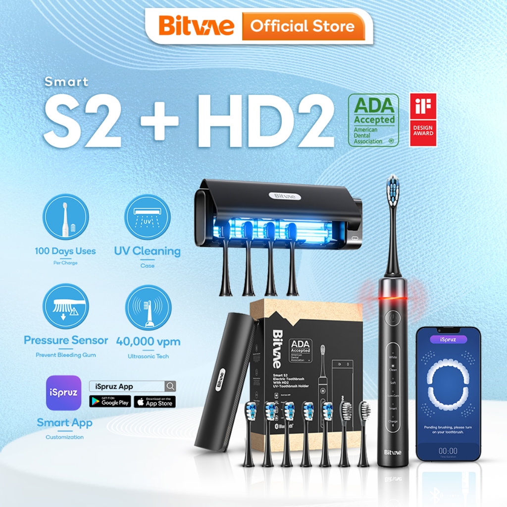 Bitvae Premium Set - Bitvae Smart S2 Sonic Whitening Toothbrush ...