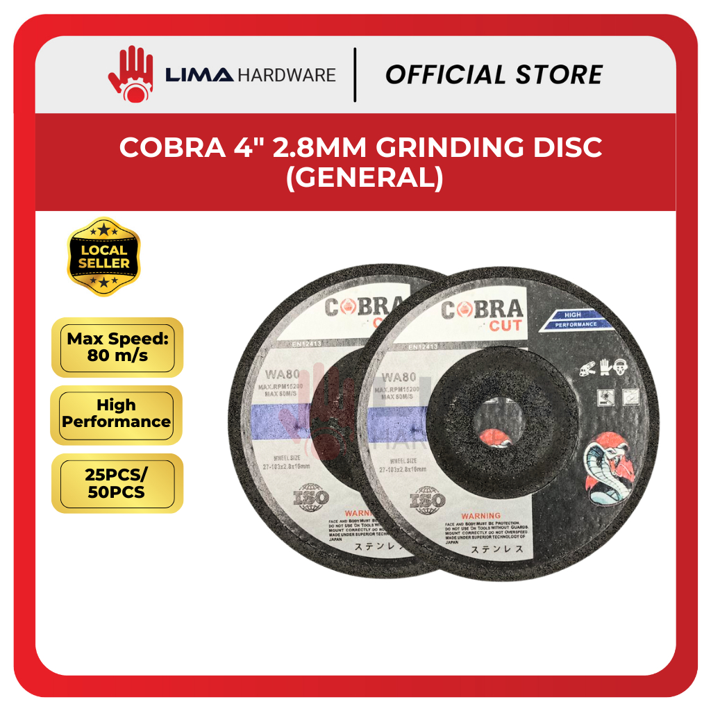 COBRA General Grinding Disc, Cakera Pengisar Am 4" 2.8MM - 25PCS/BOX ...