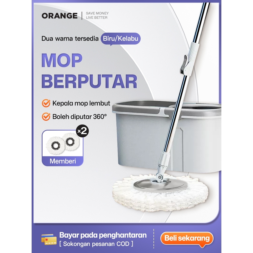 ORANGE Mop With Spinner and Bucket Magic Spin Tornado Mop 360 Easy ...