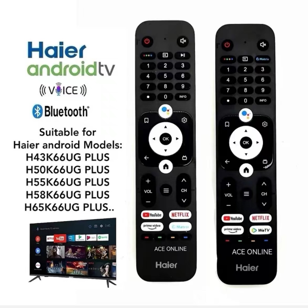 2022 Haier android TV / Smart TV Remote Control HTR-U31 / HTR-U31W Compatible With H43K66UG PLUS ...