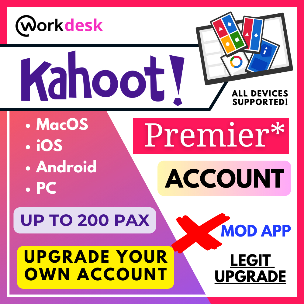 Kahoot!+ Premier Upgrade Own Existing Account Up to 200 players per ...