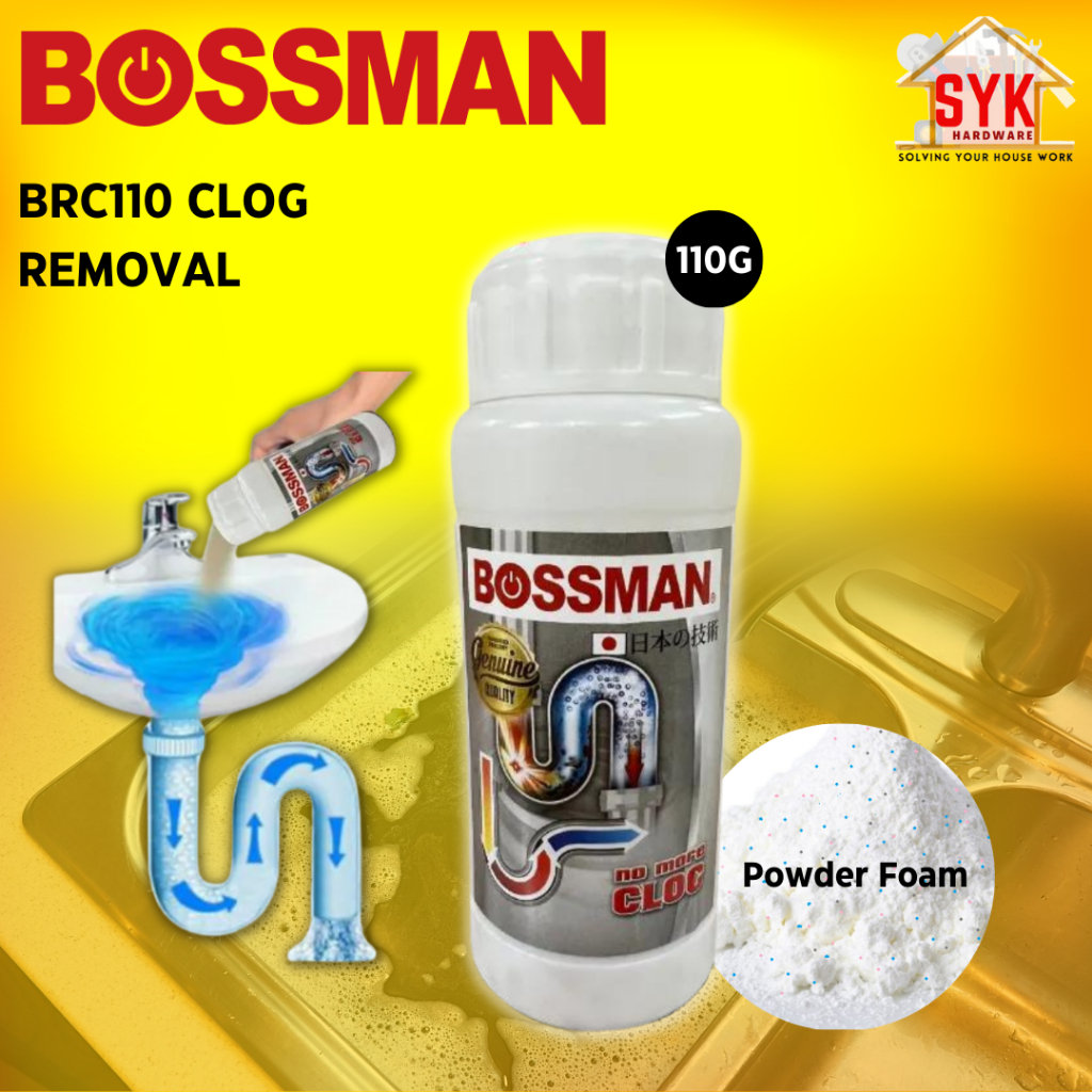 SYK Bossman BCR110 Clog Removal Sink Drain Cleaner Powder Foam Ubat ...