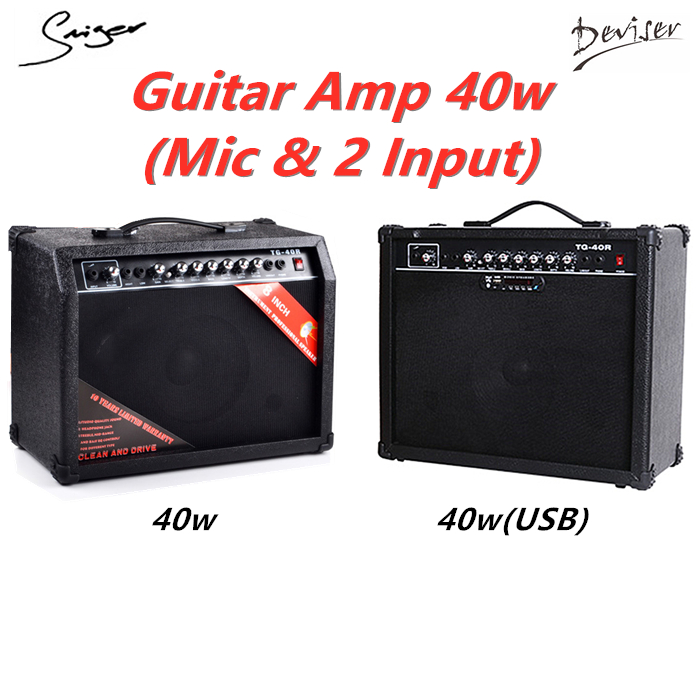 Smiger Deviser 40W Professional Electric Guitar Amplifier Distortion 8" Speaker 2 Input | Shopee ...