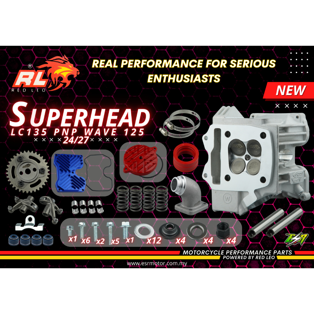 RED LEO HEAD LC CNC PORTING PNP WAVE 125 | Shopee Malaysia