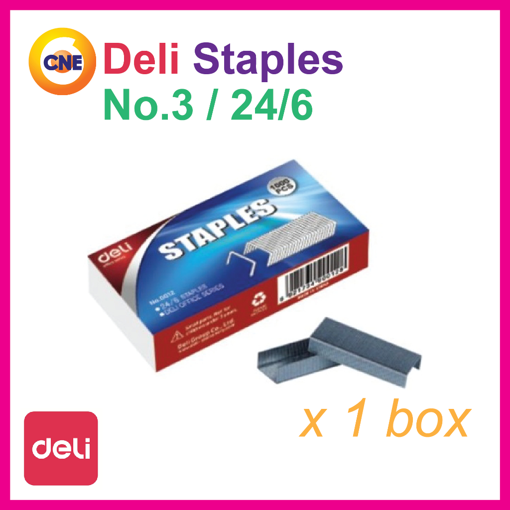 Deli Staples / Stapler Bullets 24/6 [1000 Pcs/Box] / No.0012 | Shopee ...