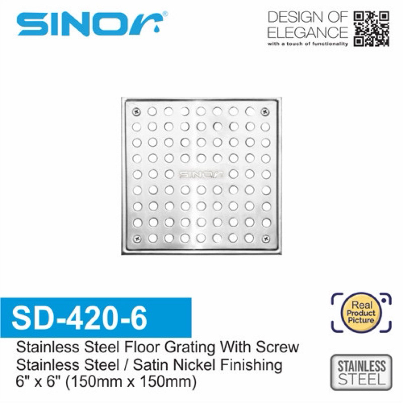 Sinor 150mm (6”) Stainless Steel SUS304 Outdoor Indoor Floor Drain Trap ...