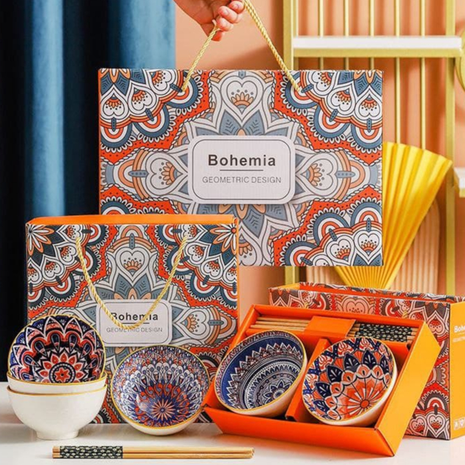 Bohemian Style Rice Bowl Porcelain Bowl Ceramic Bowl Mangkuk Keramik ...