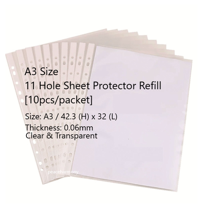 A3 Size - 11 Hole Sheet Protector Refill (Ready Stock) | Shopee Malaysia