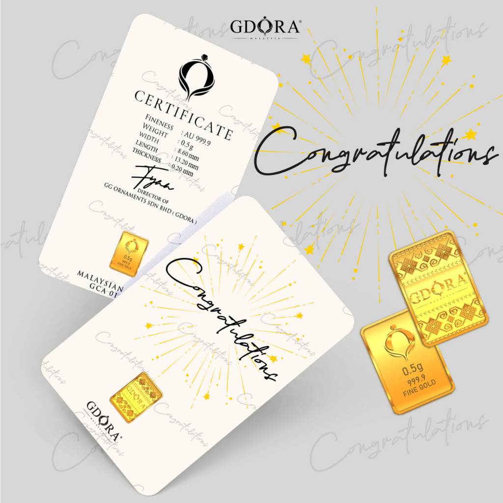 GDORA Gold Bar Congratulation 0.50gram 999.9 | Shopee Malaysia