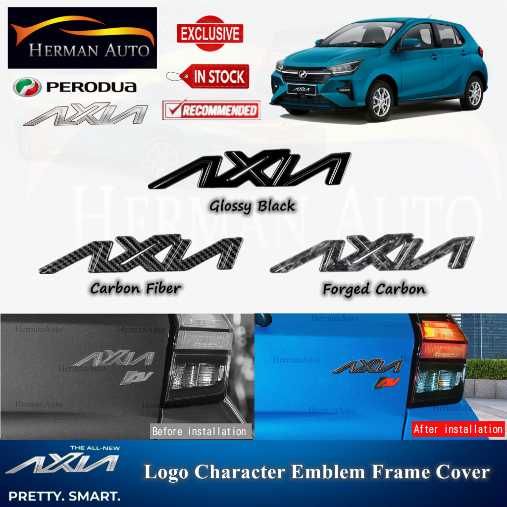 HermanAuto Perodua New Axia 2022-2023 Logo Character Emblem Frame Cover ...