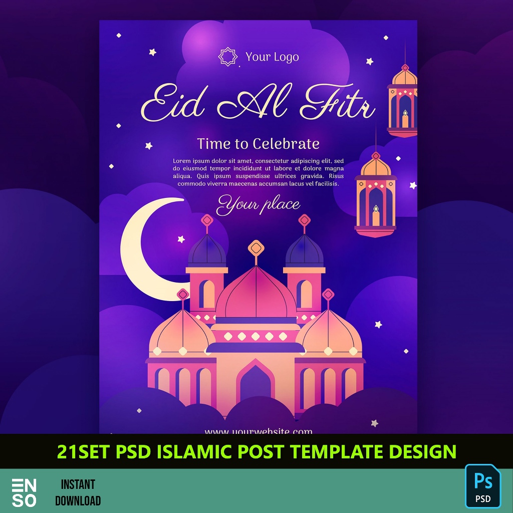 21-Set PSD Islamic Greeting Post Template Design | Editable PSD Design ...