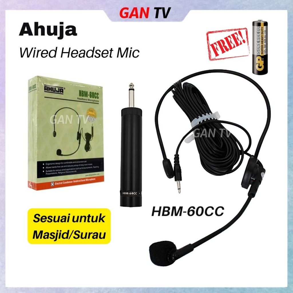 Ahuja HBM-60CC Headband Microphone Headmic Headset Mic [Mikrofon ...