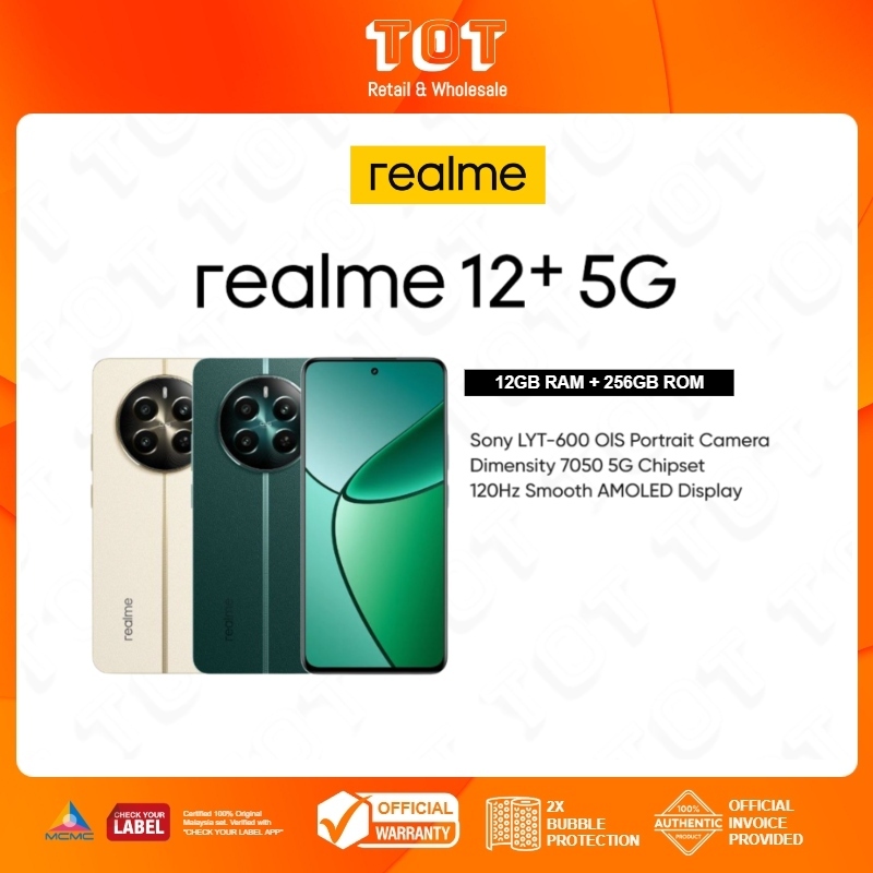 realme 12+ 5G (12+256GB) 6.67" AMOLED l Sony LYT-600 OlS Portrait ...