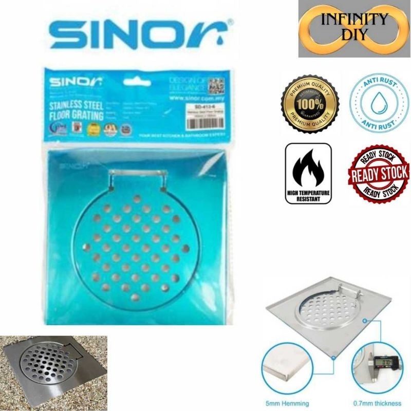 STAINLESS STEEL SINOR FLOOR GRATING TOILET 6"x6"/TANDAS PENAPIS AIR ...
