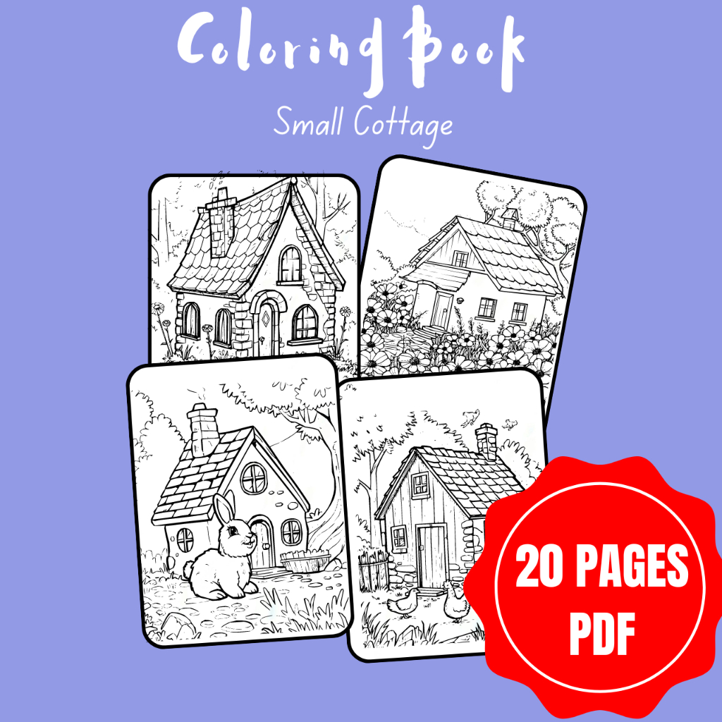 [PDF] 20 Pages Small Cottage Coloring Book- Printable Coloring Book For ...