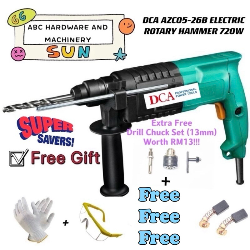 DCA AZC05-26B ELECTRIC ROTARY HAMMER 720W (PENEBUK DINDING) | Shopee ...