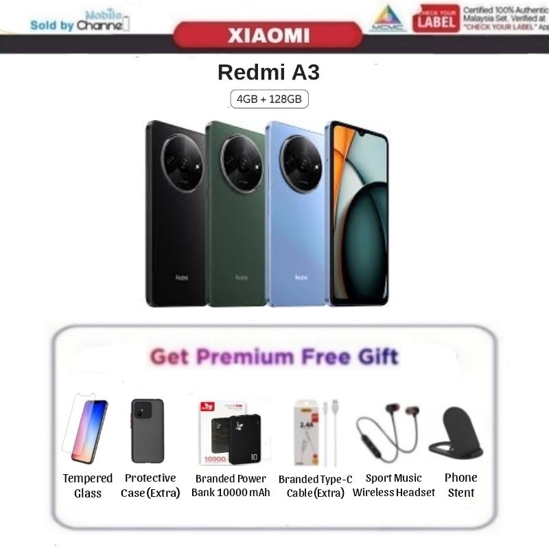Redmi A3 4GB RAM + 128GB ROM | 3GB RAM + 64GB ROM - Original 1 Year Warranty By Xiaomi Malaysia ...