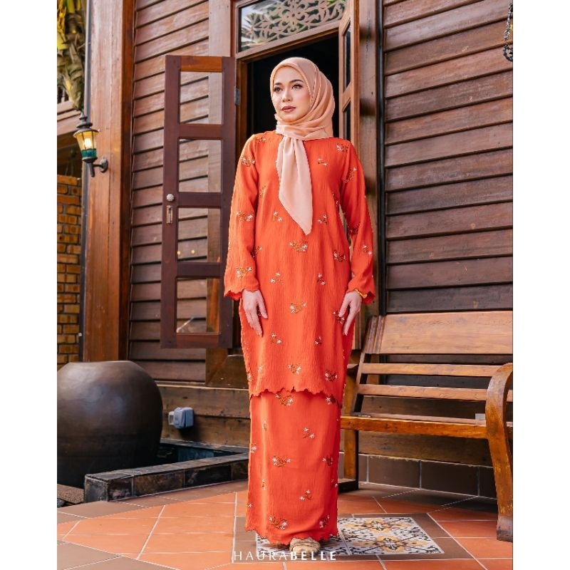 KOLEKSI BAJU KURUNG BRICK ORANGE HAURABELLE 🔸READY STOCK🔸 BAJU ...