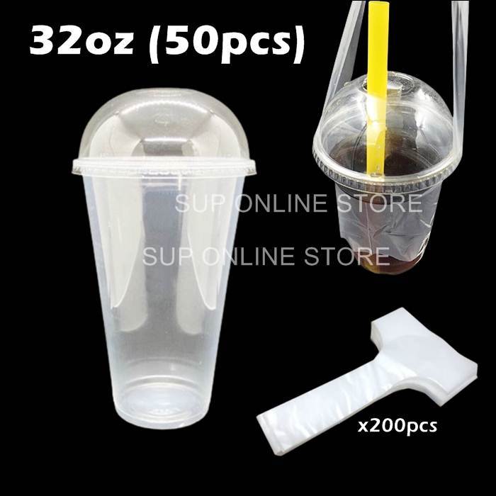 EC 32oz PP Cup with Dome Lid [ 50sets ] Disposable Plastic Cup Big Cup ...