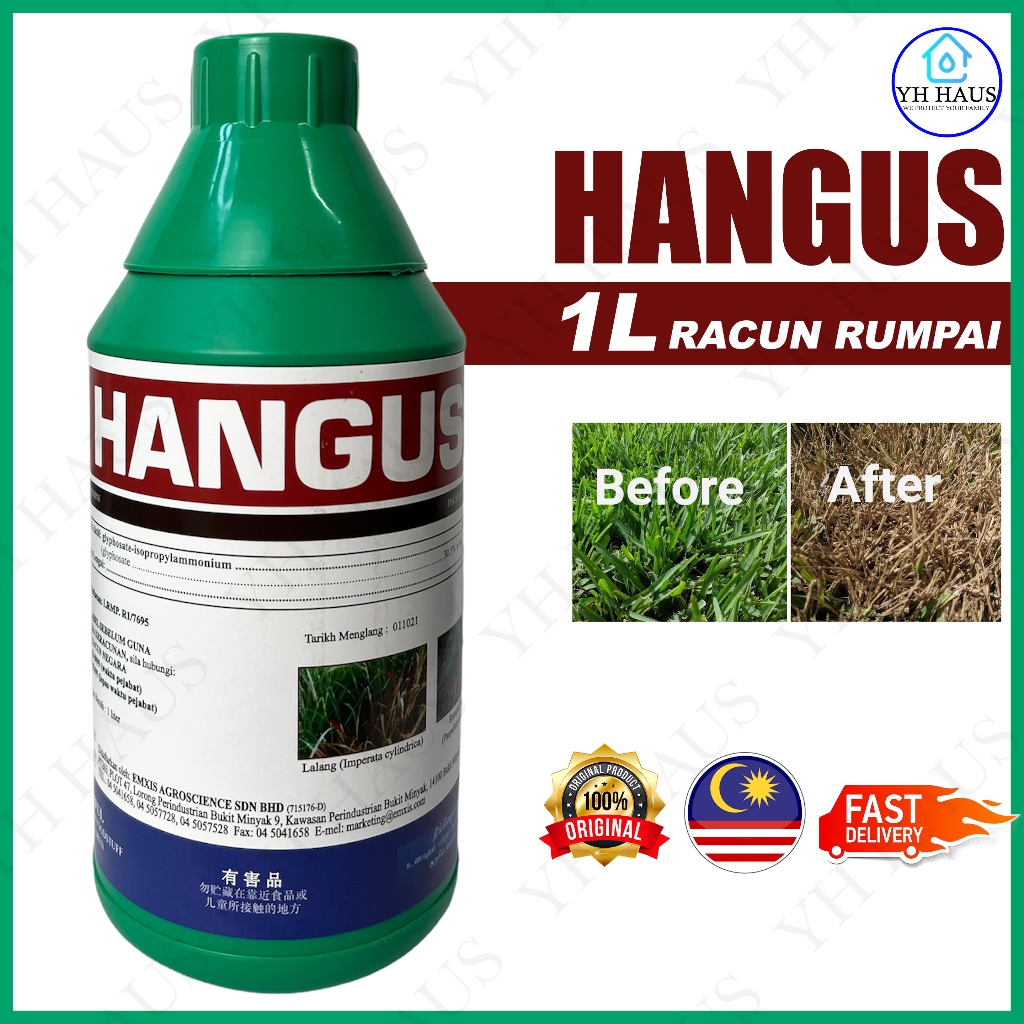 1L Hangus Glyphosate 41% Weed Killer (Racun Rumput Lalang/Ubat rumput ...